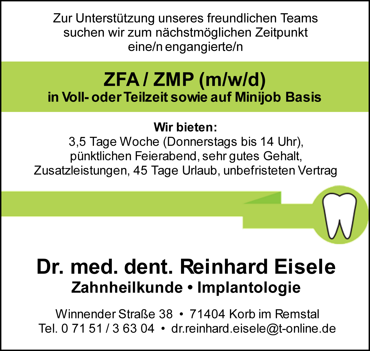 Ihre moderne Zahnarztpraxis / Zahnarzt Dr. Eisele in Korb im Remstal